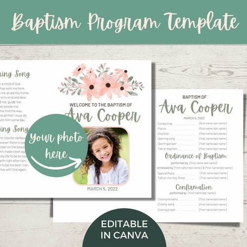 EDITABLE LDS Baptism Program Template Printable Baptism - Etsy