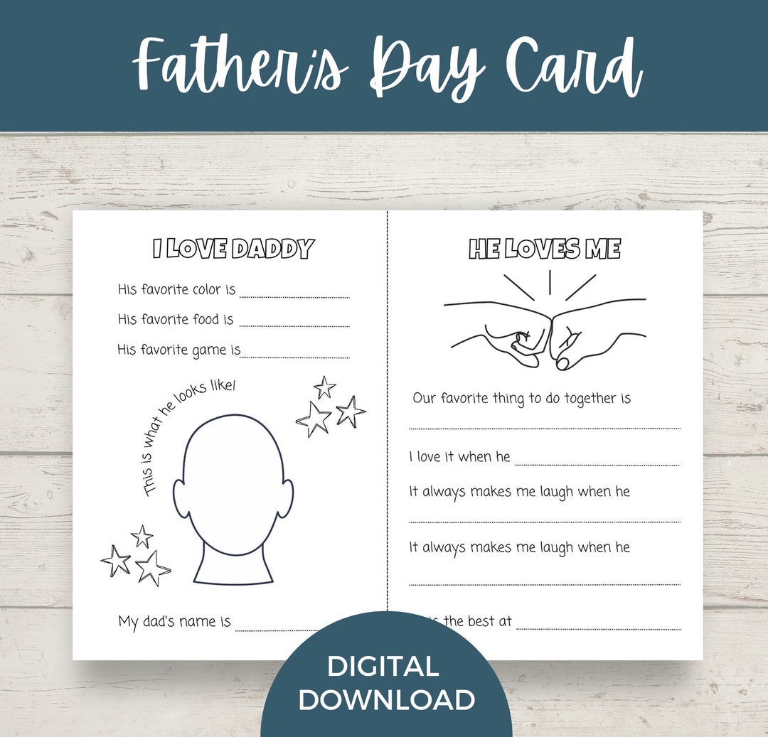 Father's Day Card | Gift From Kids | Printable - Etsy