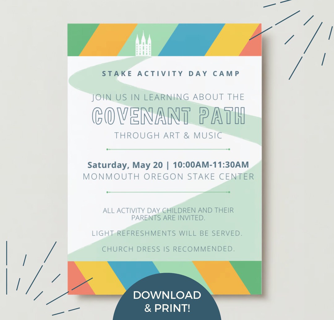 LDS Covenant Path Primary Activity Invitation Template - Etsy