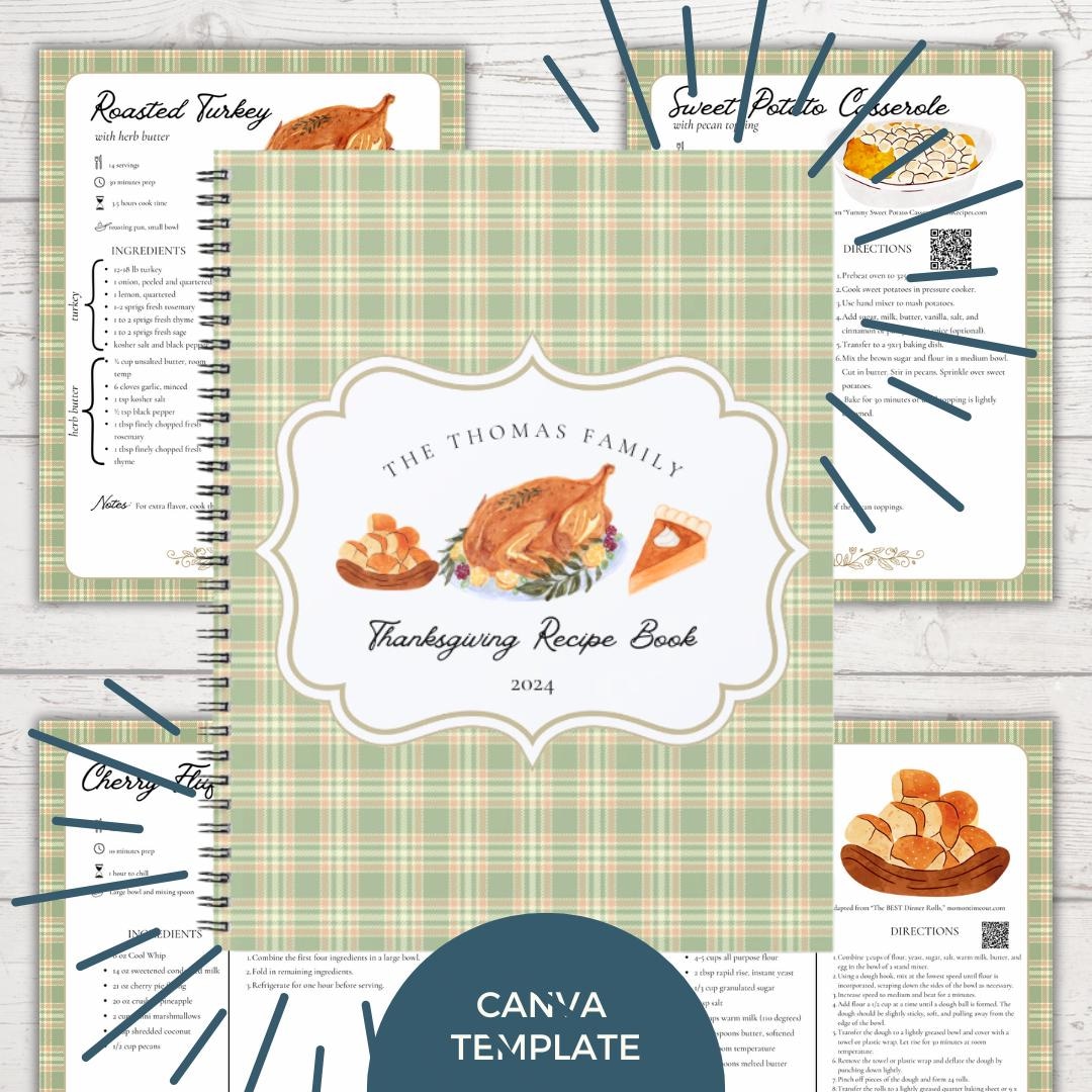 Thanksgiving Family Recipe Book Template - Etsy