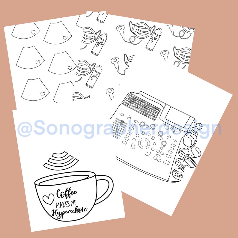 Sonographer Digital Coloring Pages/book | Ultrasound Tech | Sonography ...