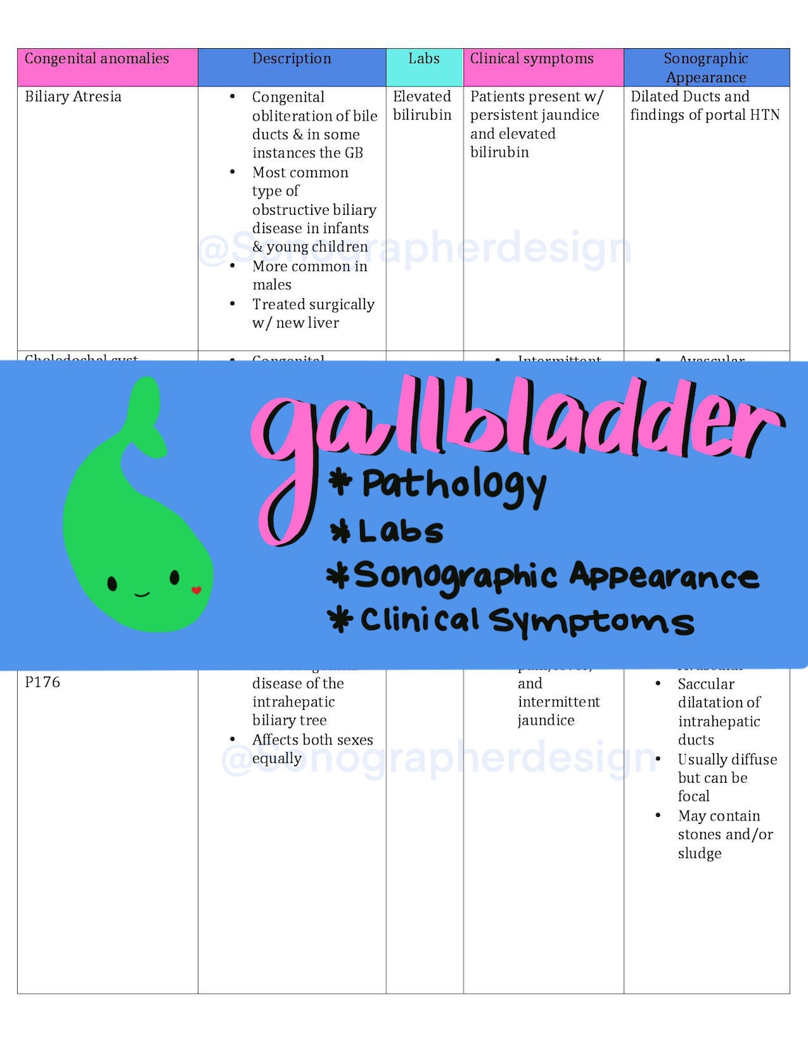 Ultrasound Notes Gallbladder Pathology Chart Ultrasound - Etsy
