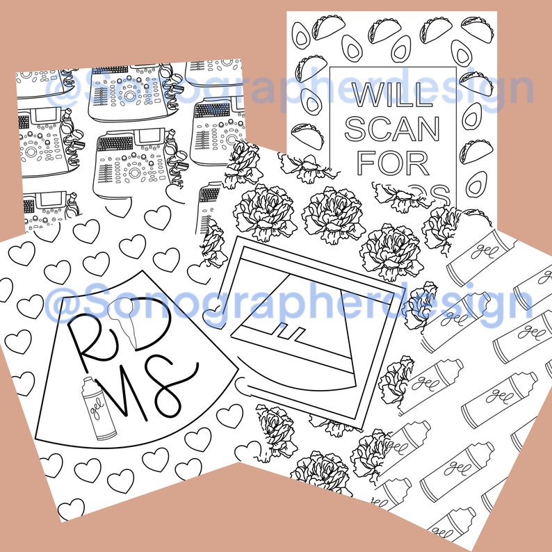 Sonographer Digital Coloring Pages/book | Ultrasound Tech | Sonography ...