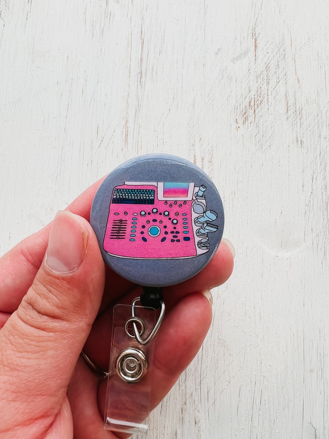 Pink Ultrasound Machine Badge Reel-sonography-sonographer Student ...