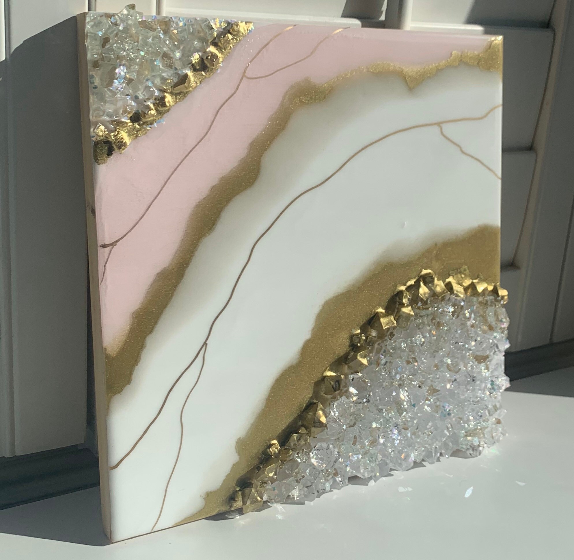 Pink Mini Geode Arte Moderno - Etsy España