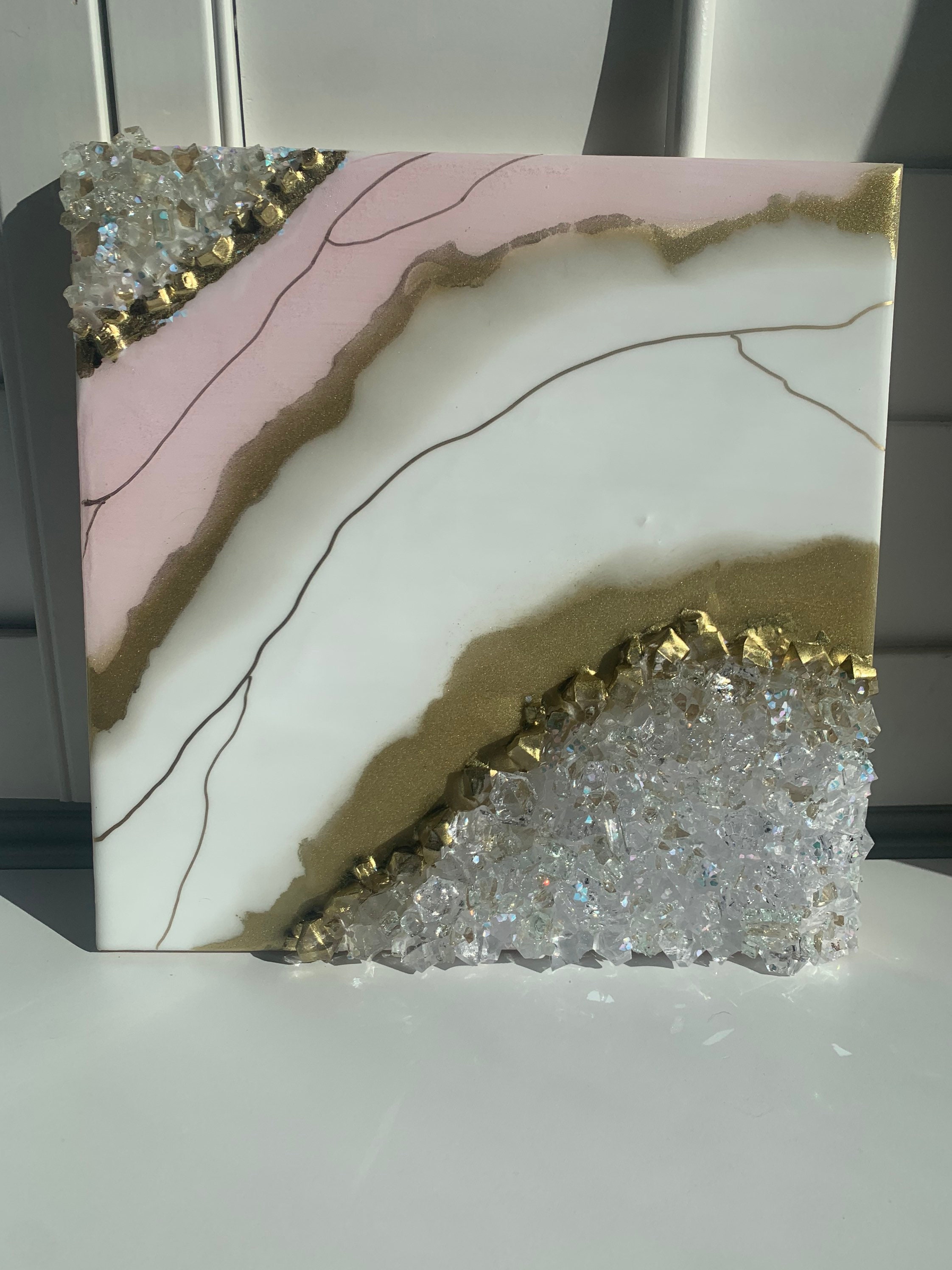 Pink Mini Geode Arte Moderno - Etsy España