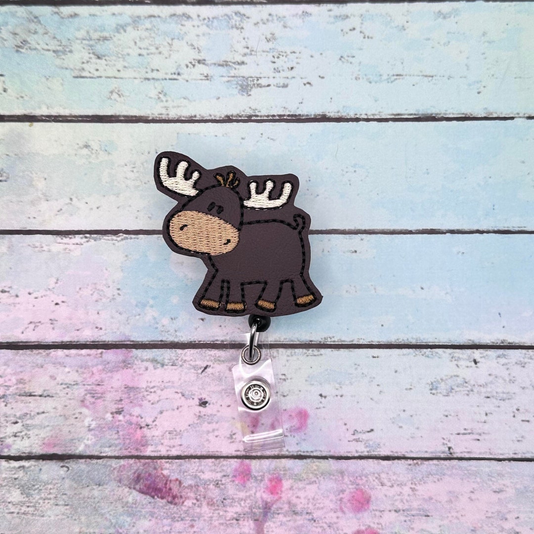 Cute Moose Badge Reel Wildlife Badge Reel Doctor Teacher Nurse ID Badge ...