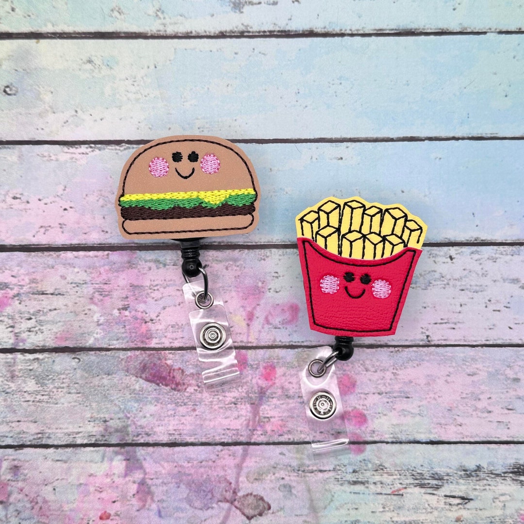 Burger Badge Reel French Fries Food Badge Reel Hamburger Badge Reel ...