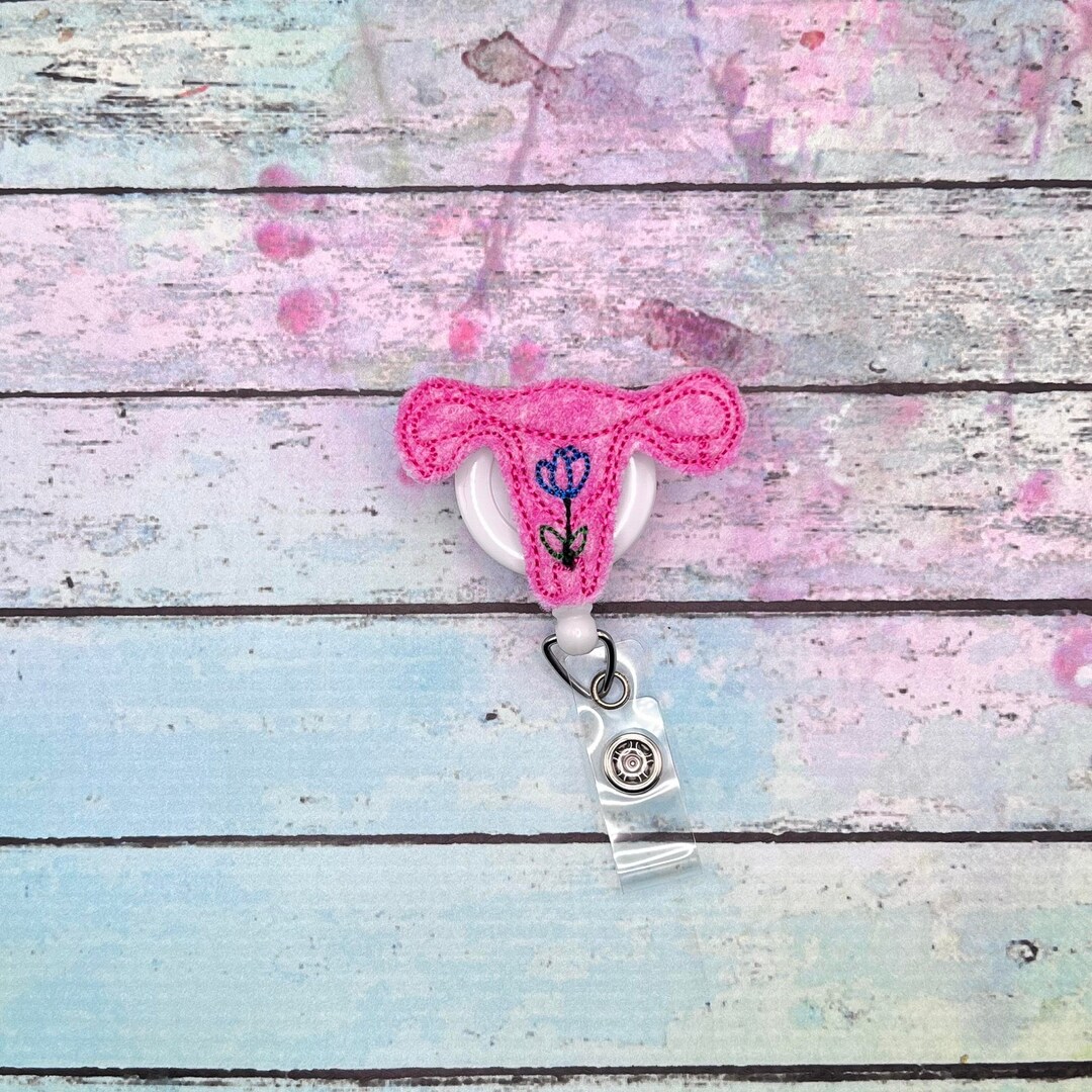 Floral Uterus Badge Reel Fertility Awareness OB Labor and Delivery ID ...