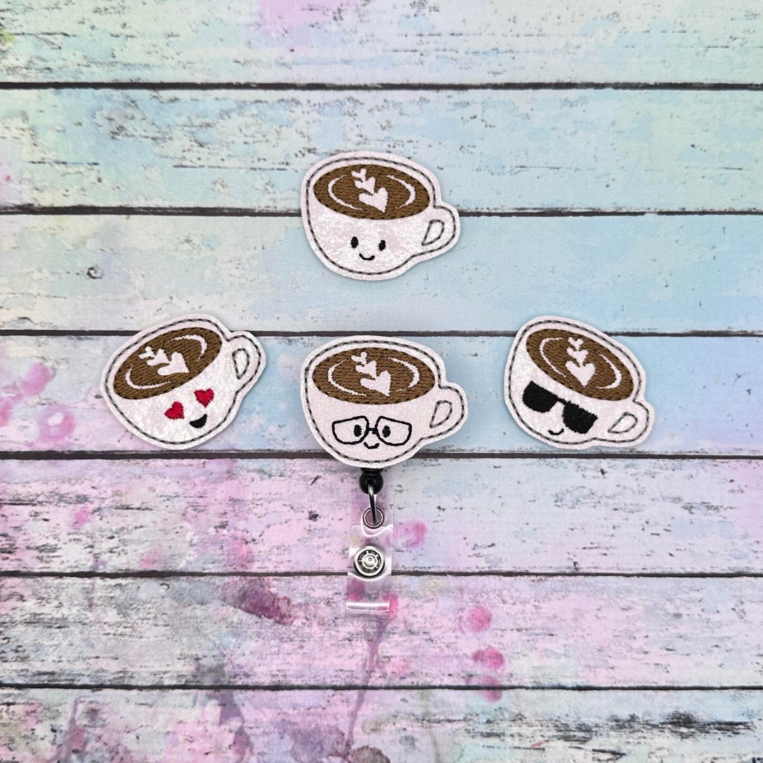 Kawaii Coffee Cup Badge Reel Coffee Lover Badge Reel Espresso Badge ID ...