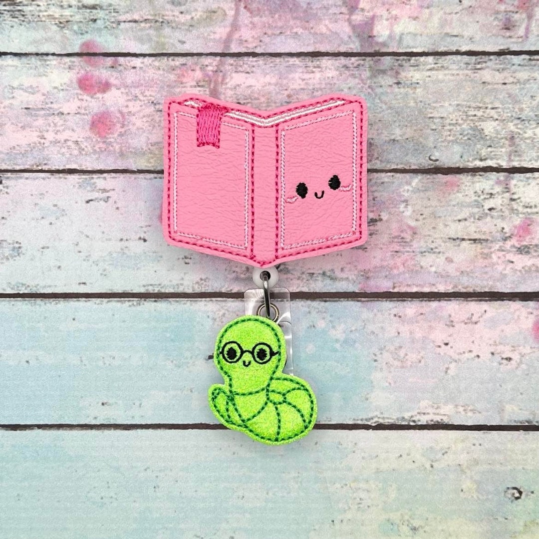 Bookworm Badge Reel Bookish Reader ID Badge Badge - Etsy