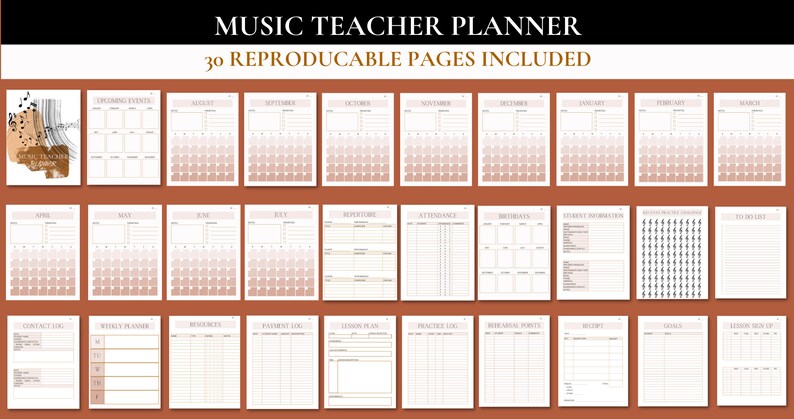 Music Teacher Printable Planner Teacher Planner Student - Etsy