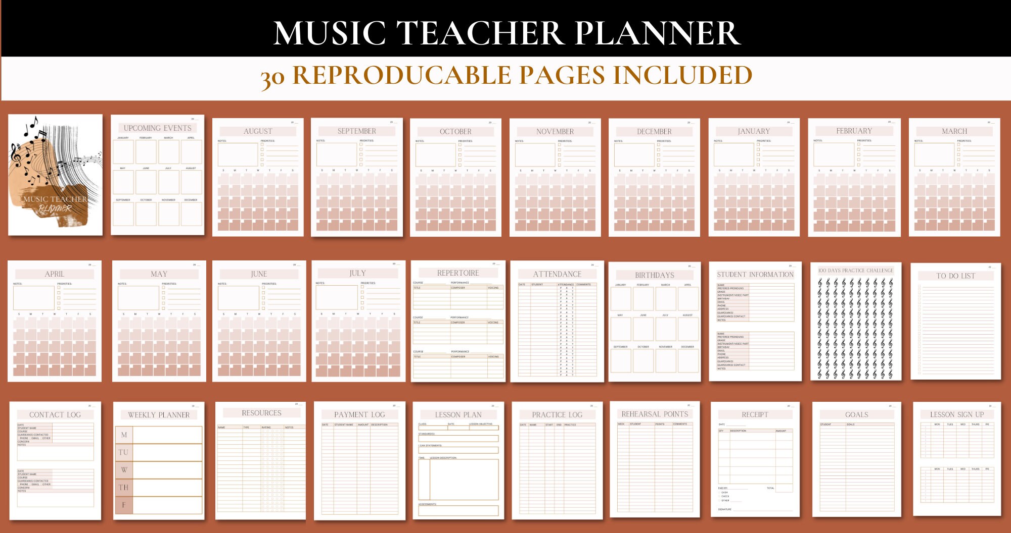 Music Teacher Printable Planner Teacher Planner Student - Etsy