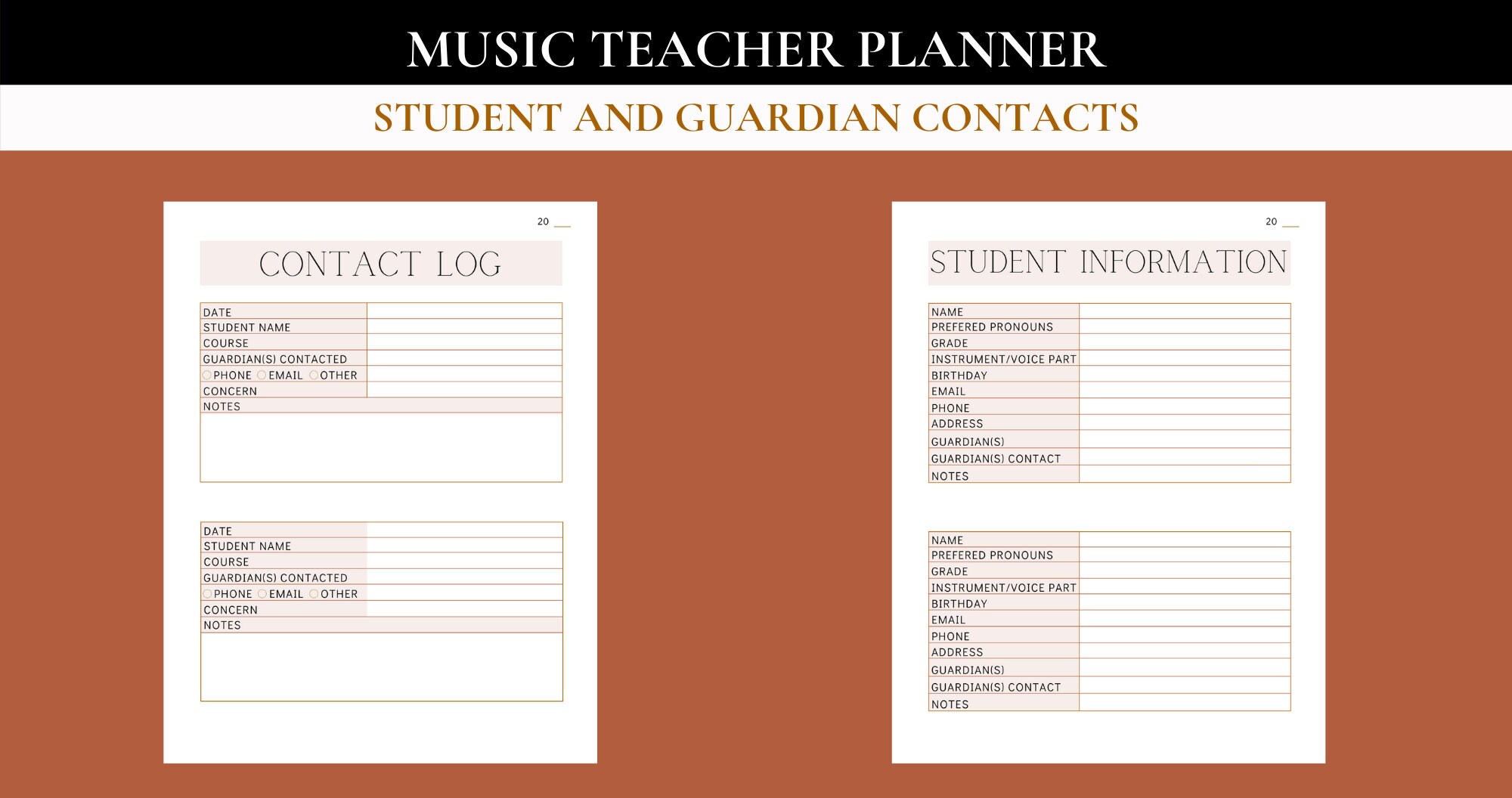 Music Teacher Printable Planner Teacher Planner Student - Etsy