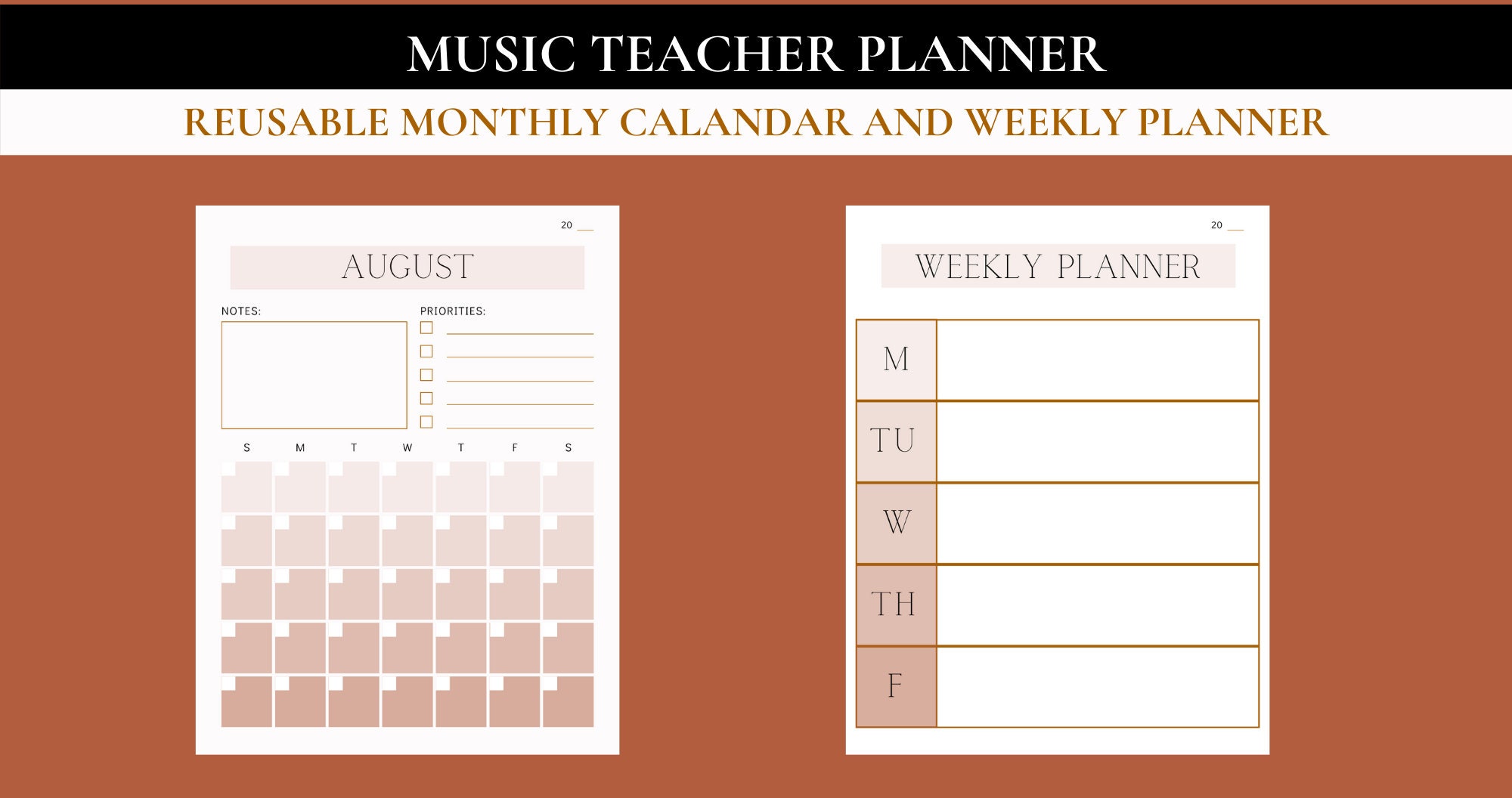 Music Teacher Printable Planner Teacher Planner Student - Etsy