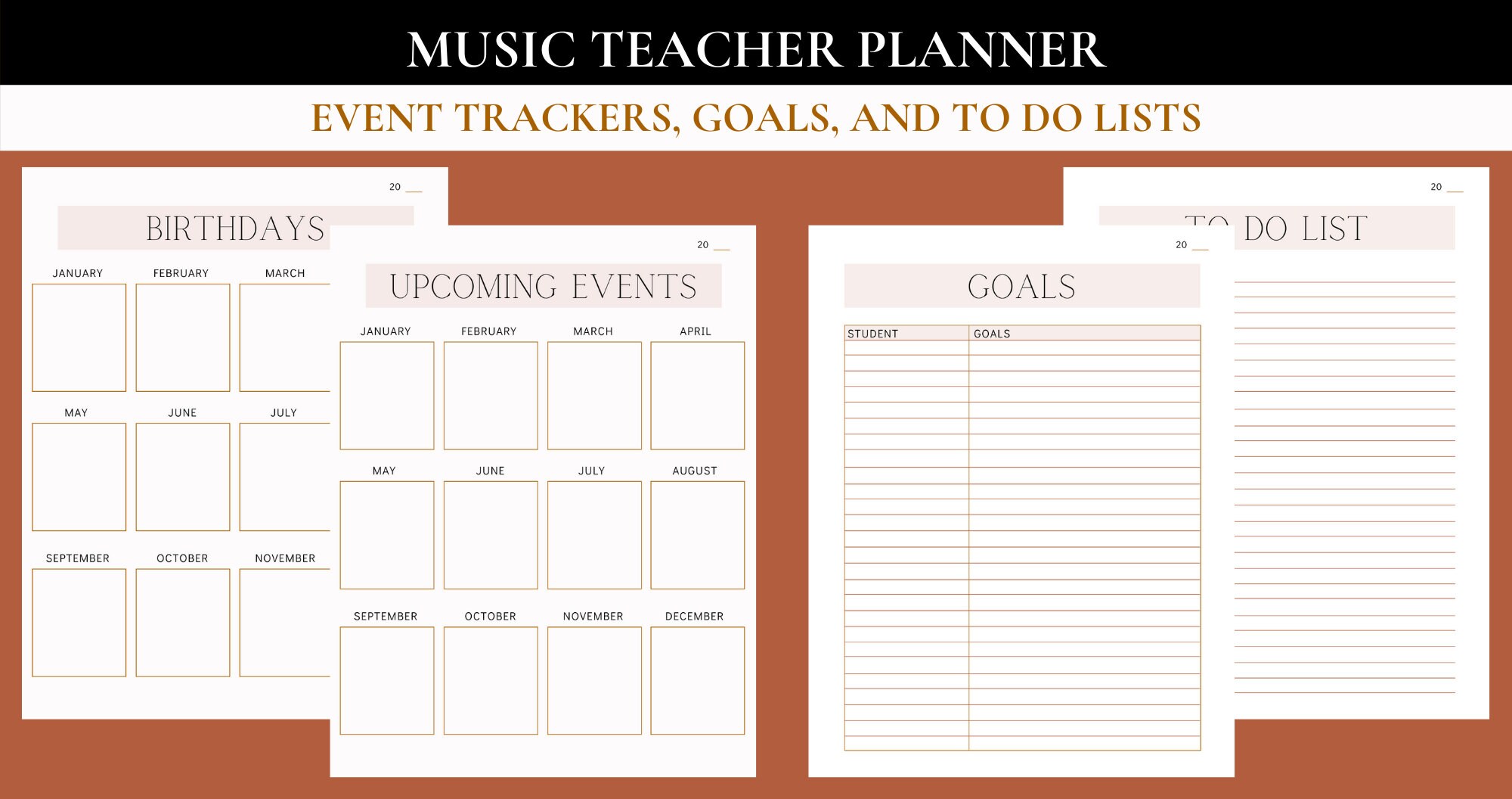 Music Teacher Printable Planner Teacher Planner Student - Etsy