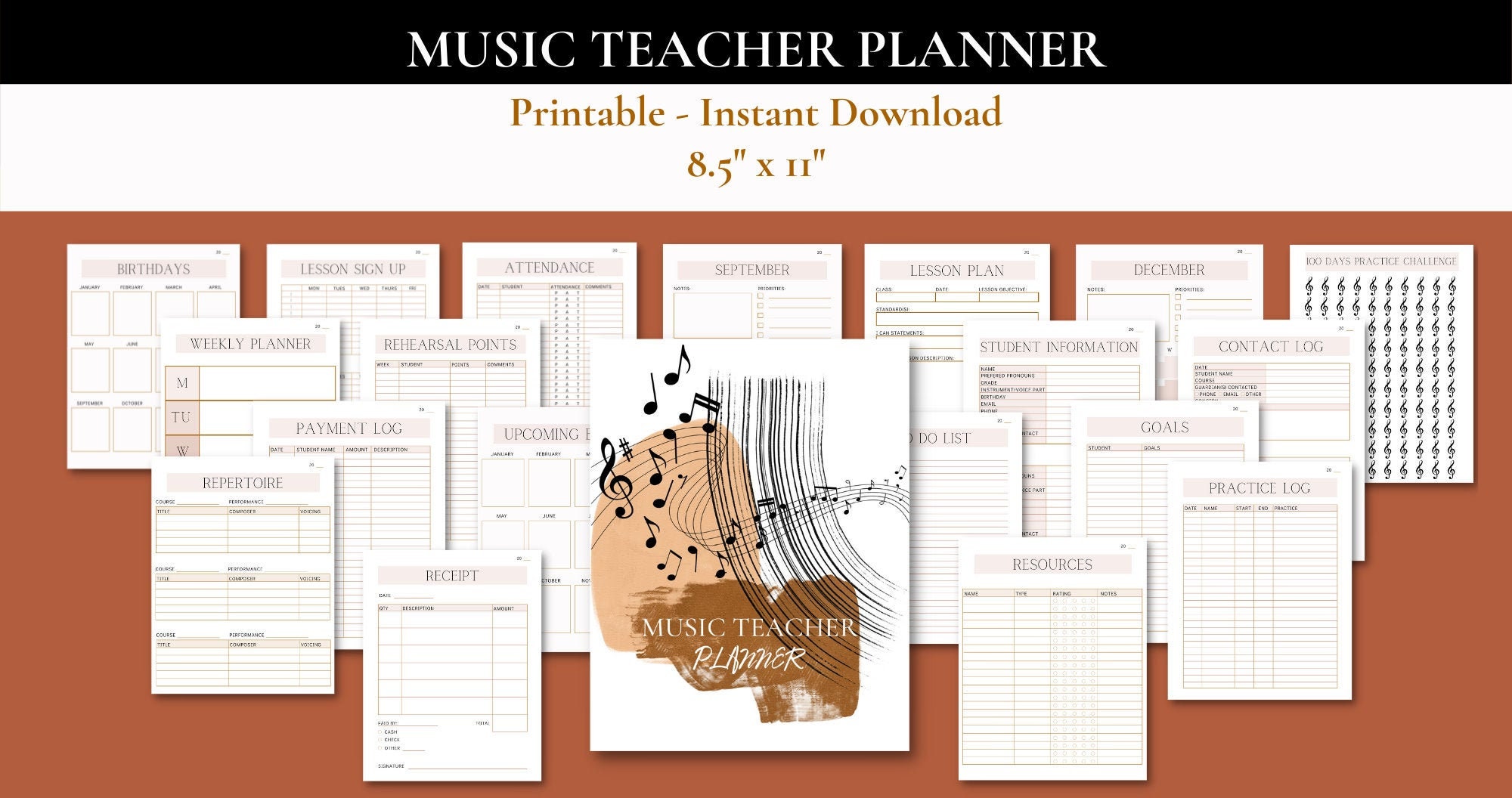Music Teacher Printable Planner Teacher Planner Student - Etsy