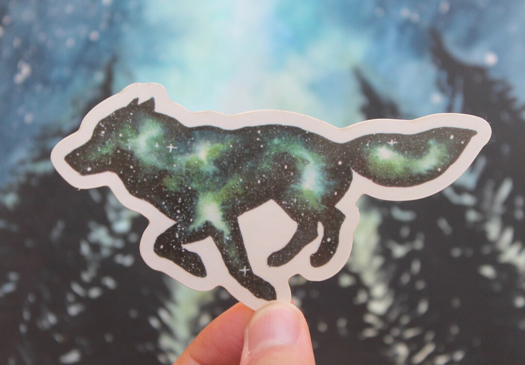 Watercolor Running Wolf Vinyl Sticker - Etsy
