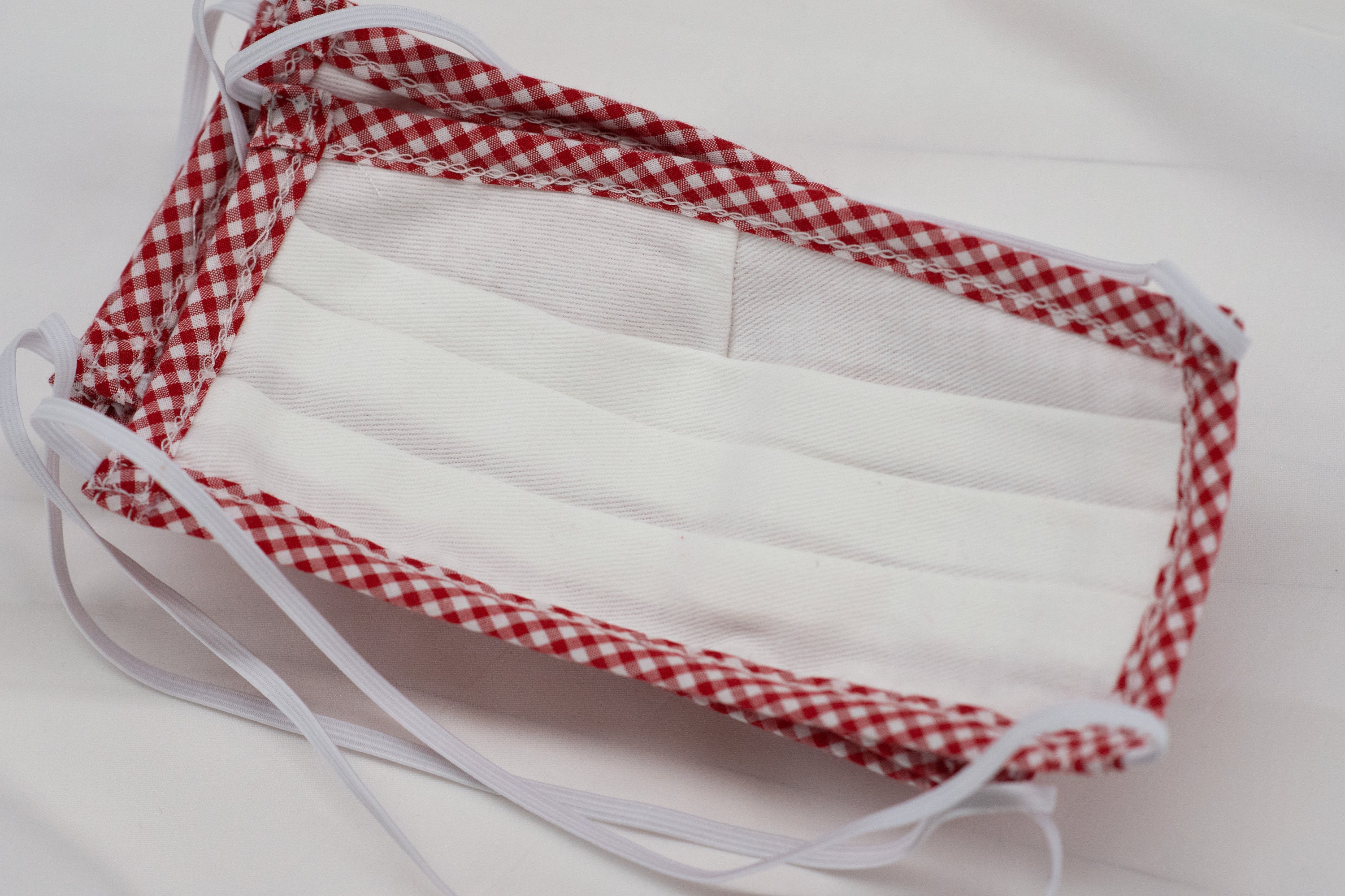 Cotton Face Mask Washable With Head Straps Red Gingham - Etsy