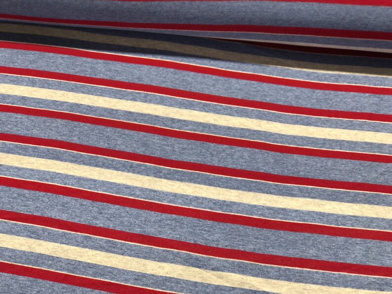 Red White Blue Striped Jersey Fabric, Cotton Knit Fabric, T-shirt ...