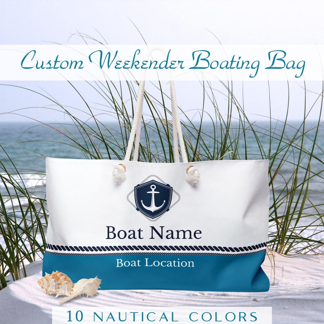 Personalized Nautical Weekender Bag, Custom Boat Name Tote, Sailing ...