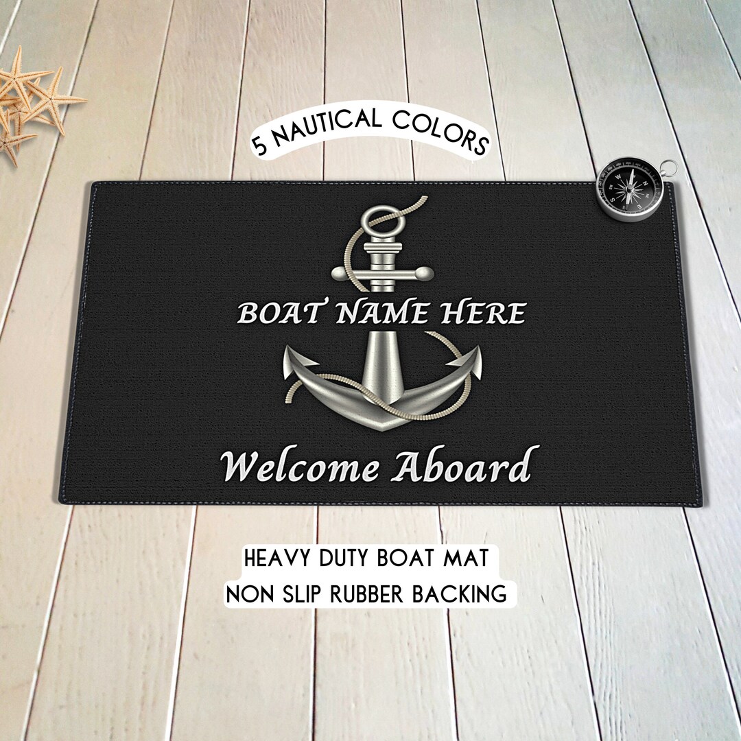 Welcome Aboard Boat Mat, Boat Gifts, Boat Accessories Personalized ...