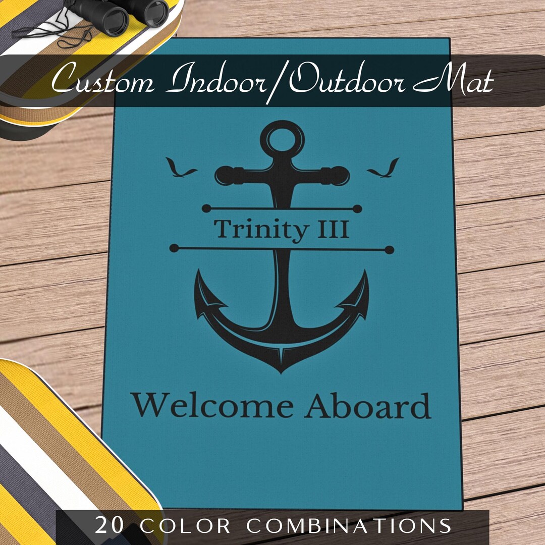 Large Boat Welcome Mat, Welcome Aboard Rug, Custom Boat Accessories ...