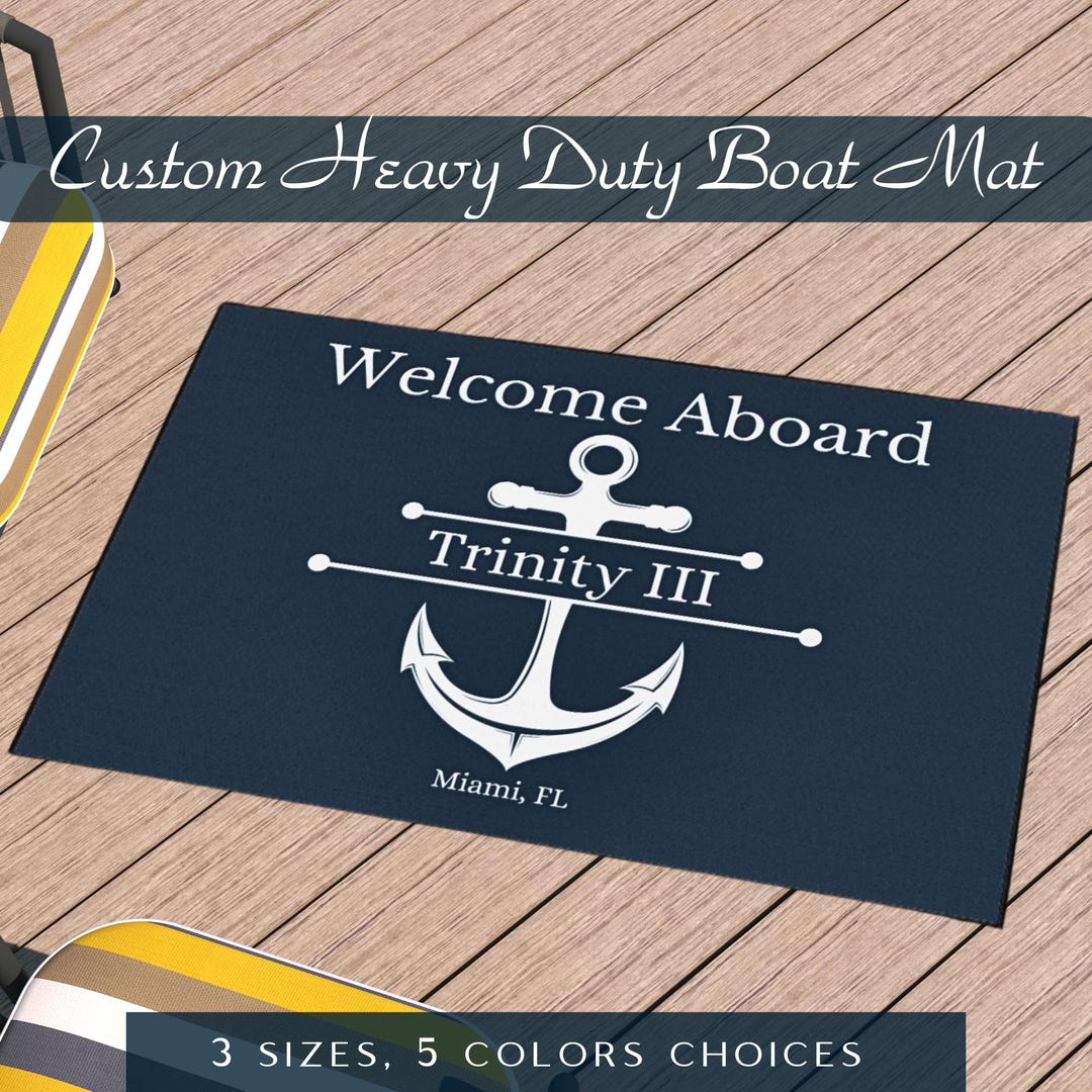 Welcome Aboard, Custom Boat Mat, Boat Anchor Gifts Personalized, Boat ...
