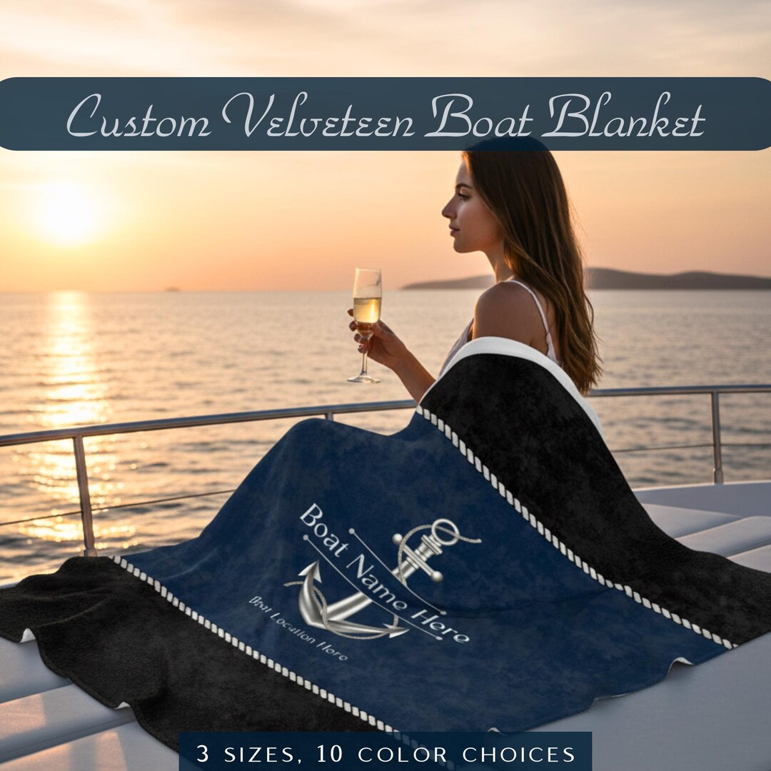 Personalized Nautical Boat Blanket, Boat Name Bedding, Boat Accessories ...