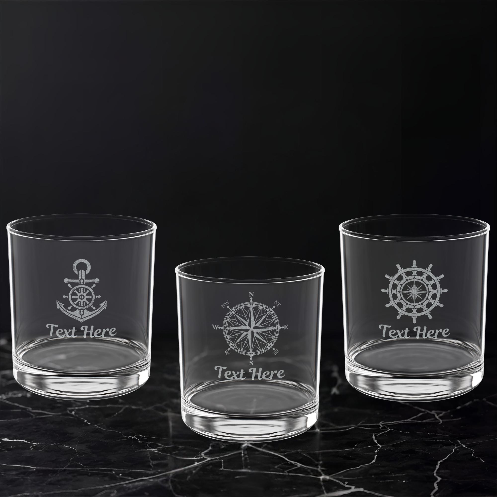Personalized Engraved Whiskey Rocks Glass, Nautical Gift, Boat ...
