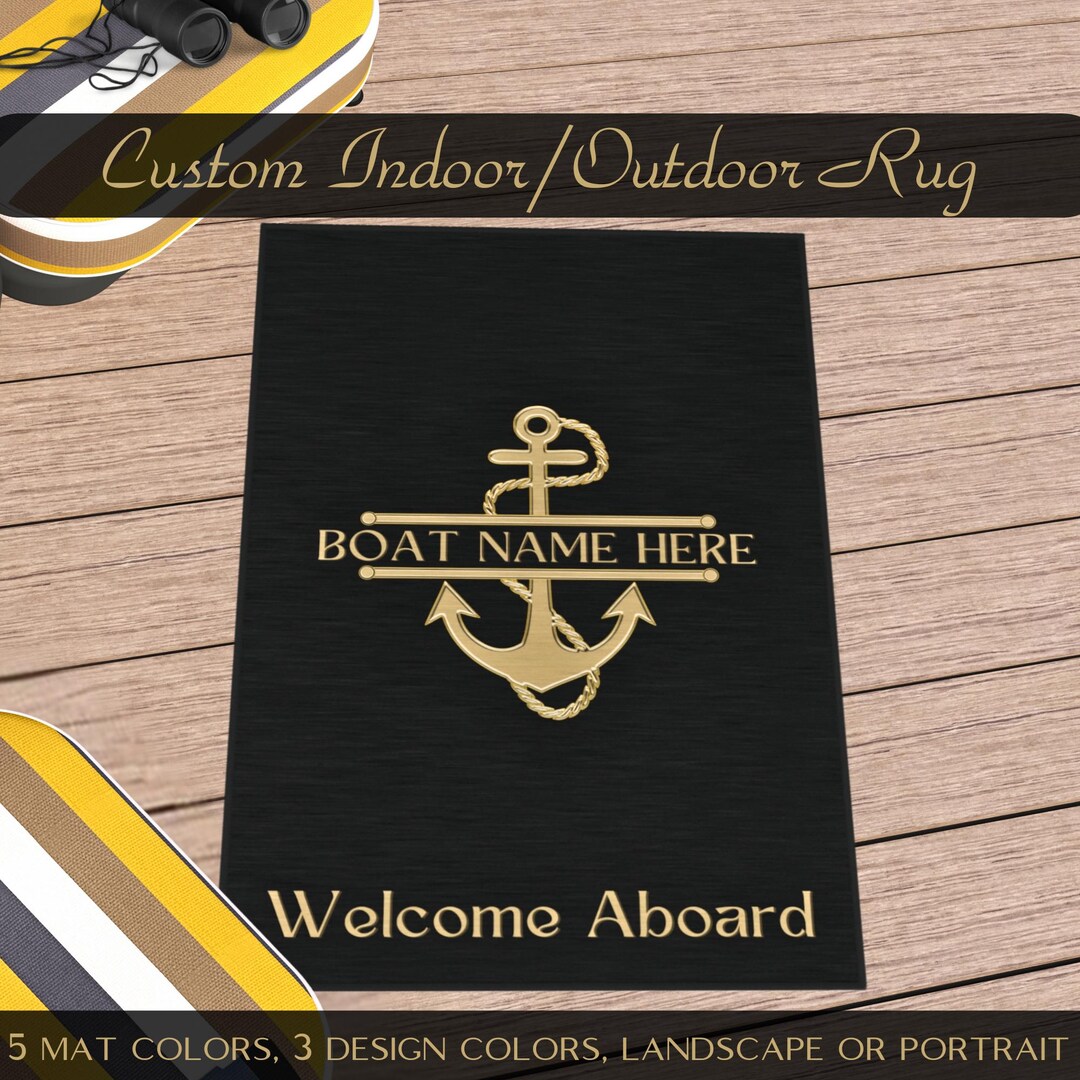Personalized Boat Mat, Boat Gifts, Welcome Aboard Mat, Nautical Outdoor ...