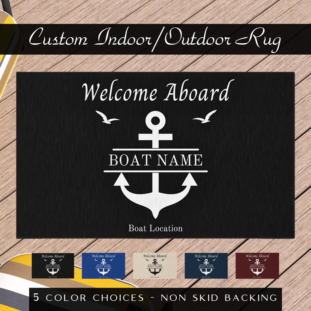 Custom Nautical Boat Welcome Mat, Boat Gifts, Boat Mat Personalized ...