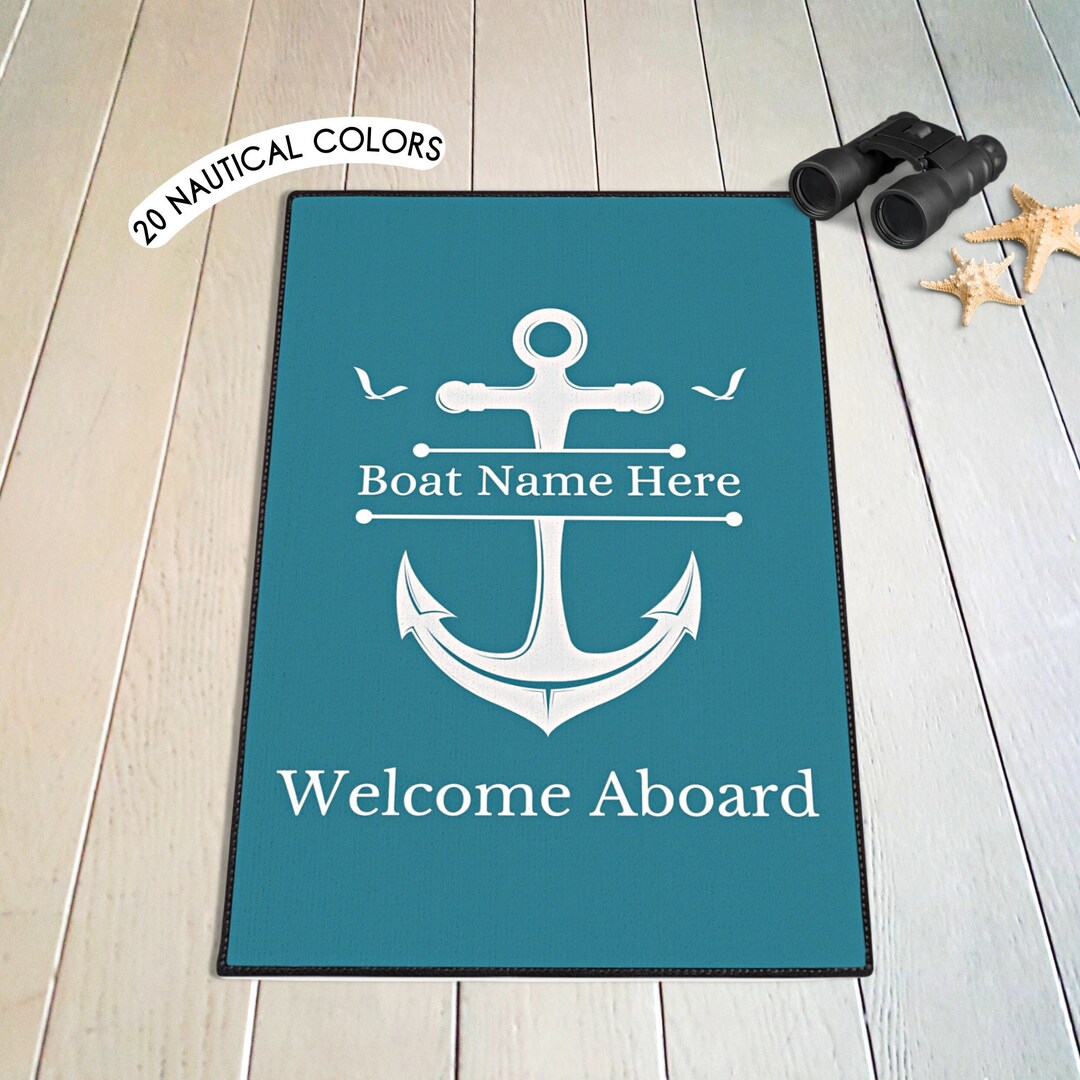 Welcome Aboard Boat Mat, Boat Rug, Boat Accessories Personalized ...