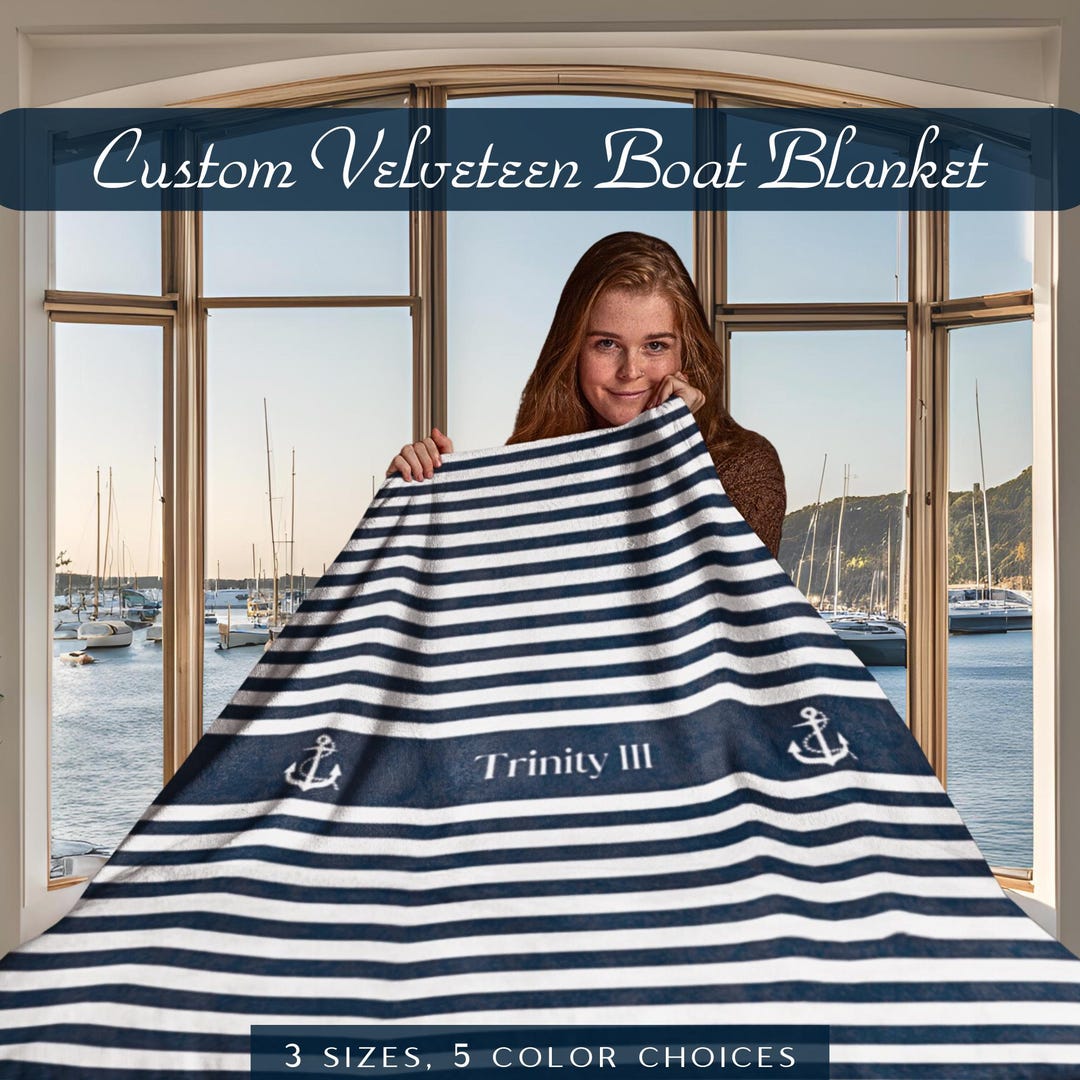 Boat Throw Blanket Personalized, Boat Name Blanket, Boat Accessories ...
