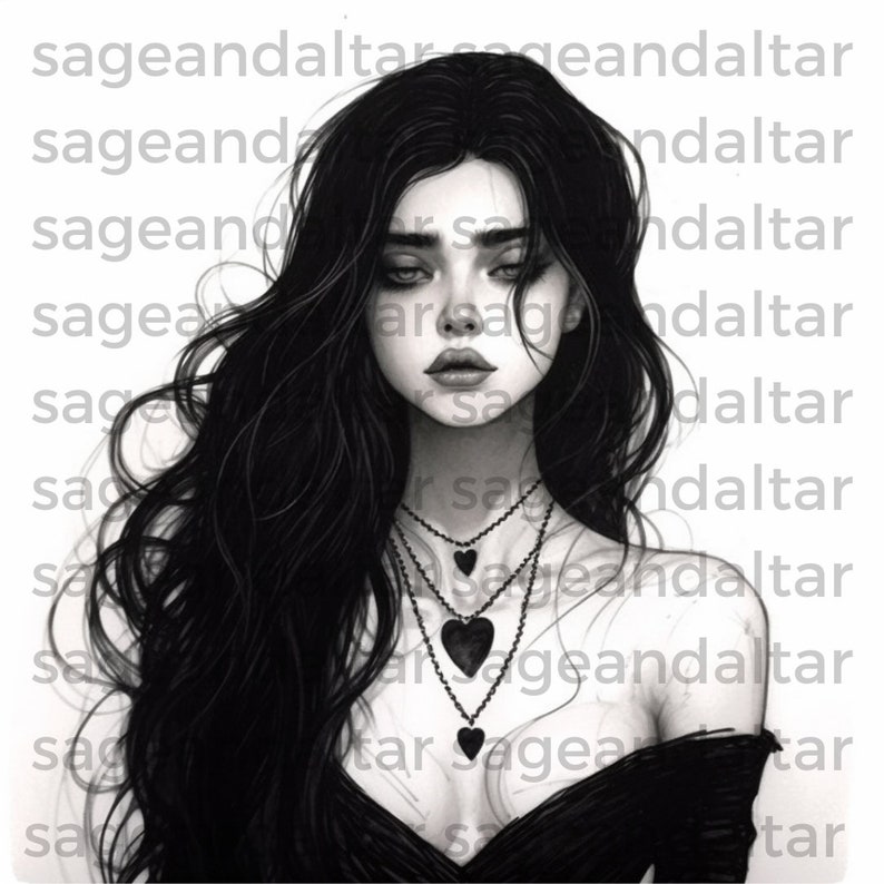 6 Emo Goth Portrait Tattoo Designs Gothic Women Zip Files Digital Art ...