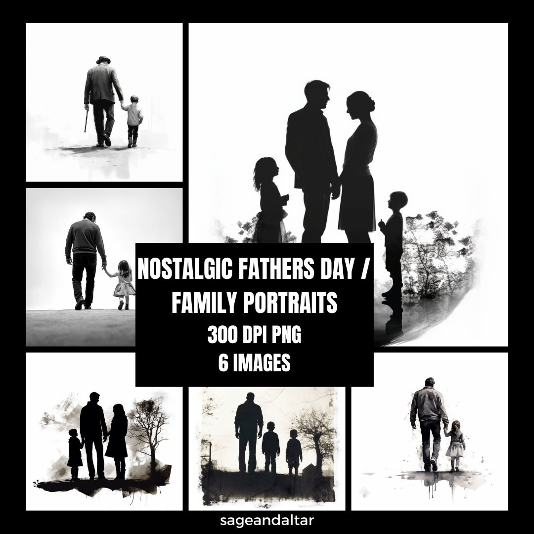 6 Fathers Day/ Nostalgic Family Portraits Digital Designs Zip File ...