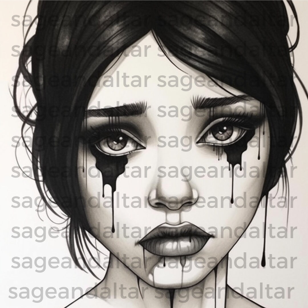 6 Emo Goth Portrait Tattoo Designs Gothic Women Zip Files Digital Art ...
