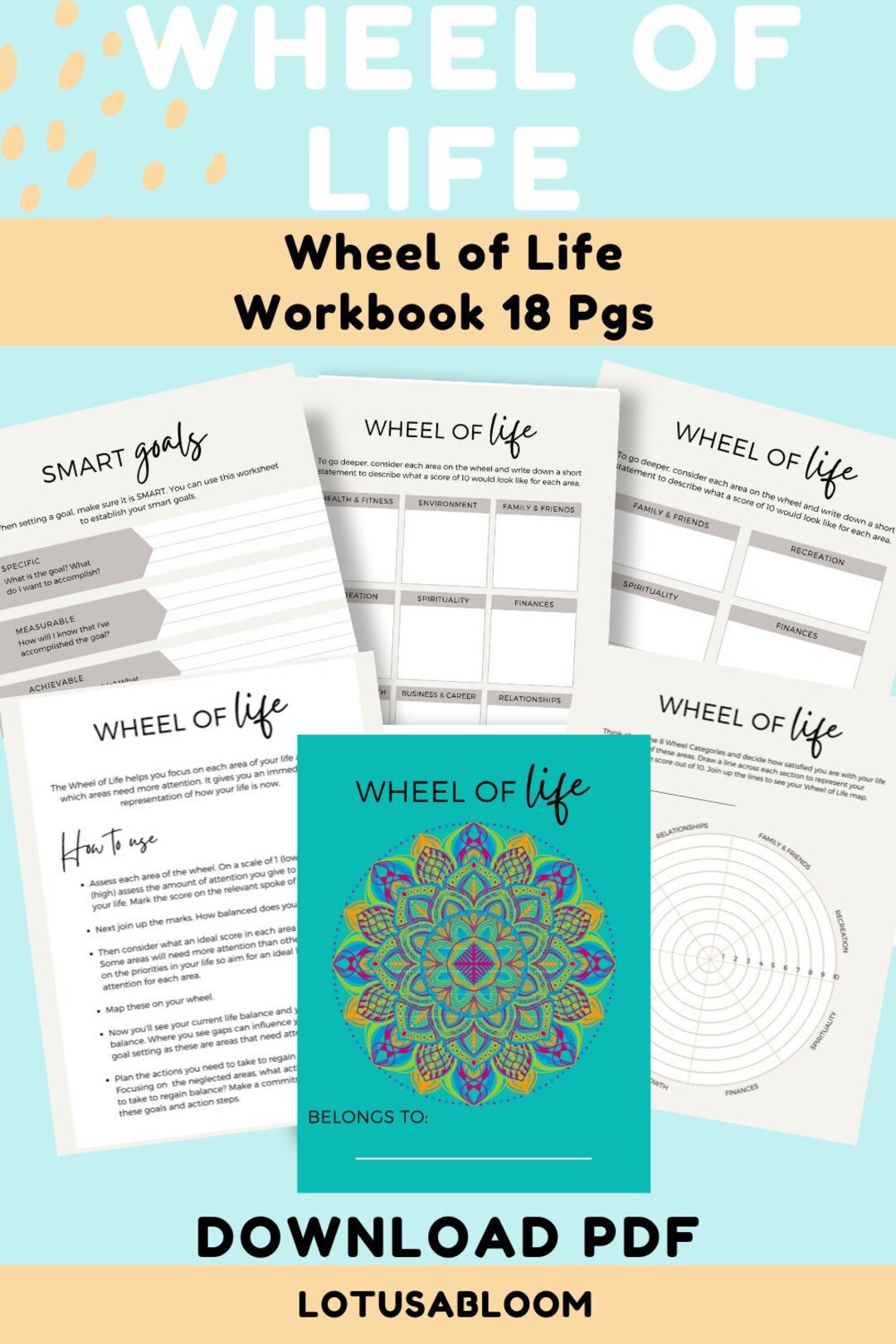 Wheel of Life. Wheel of Balance. 15 Pg Coaching Workbook, Life Circle ...