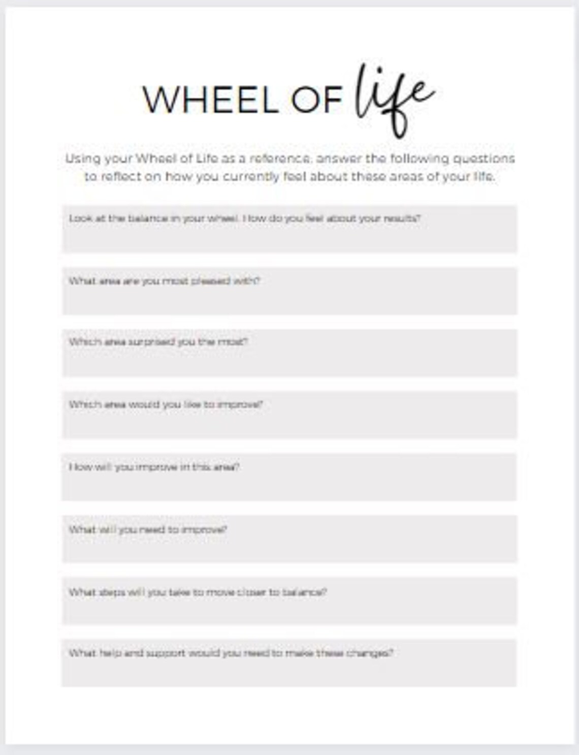 Wheel of Life. Wheel of Balance. 15 Pg Coaching Workbook, Life Circle ...