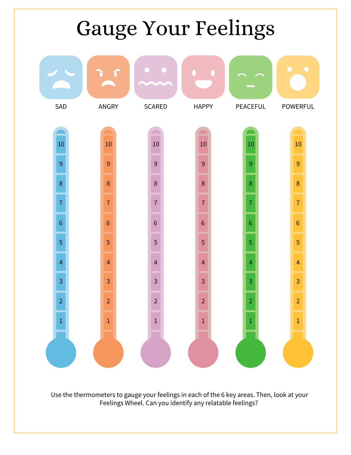 Emotions Wheel, Feelings Wheel Gauge Your Feelings Digital Download - Etsy