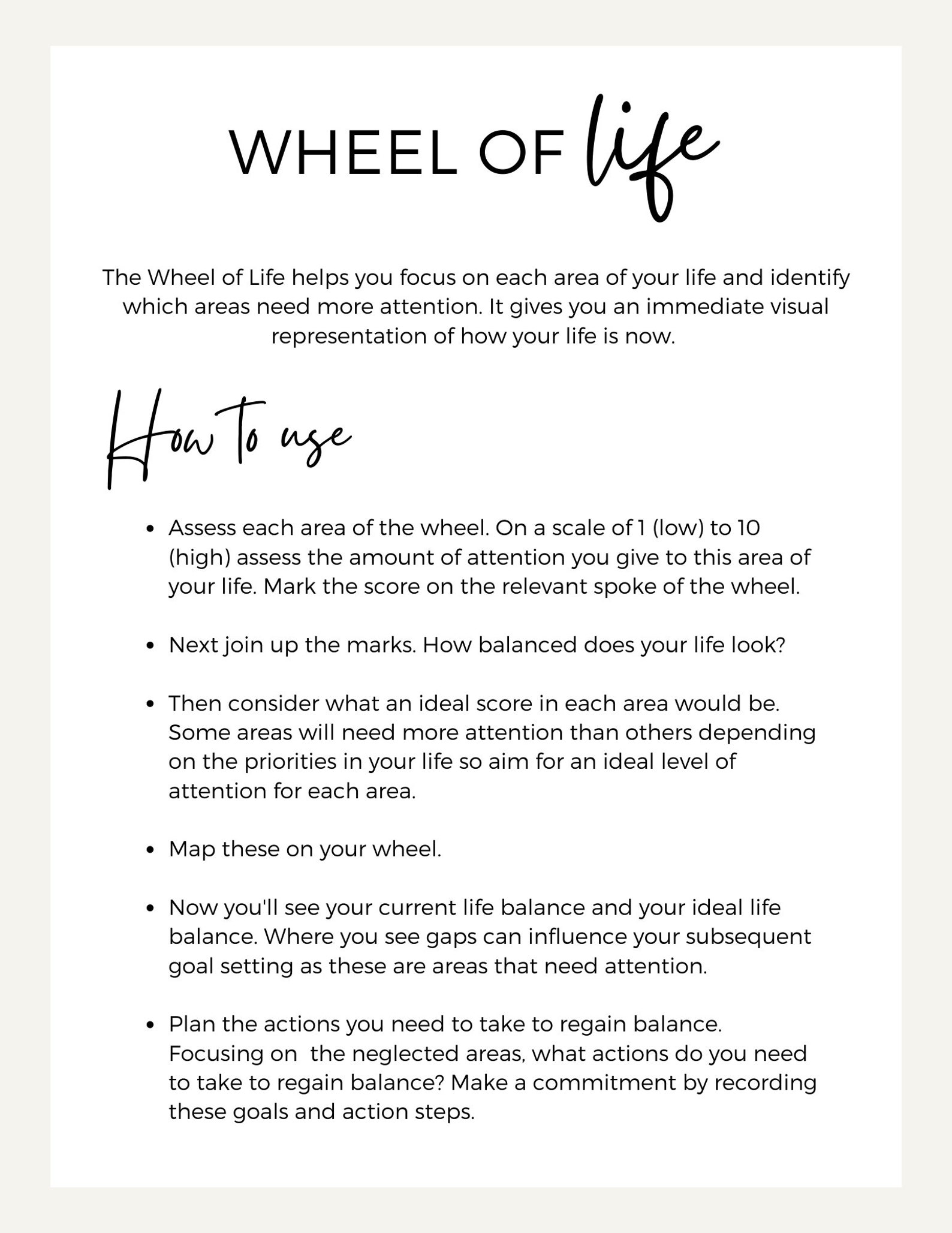 Wheel of Life. Wheel of Balance. 15 Pg Coaching Workbook, Life Circle ...