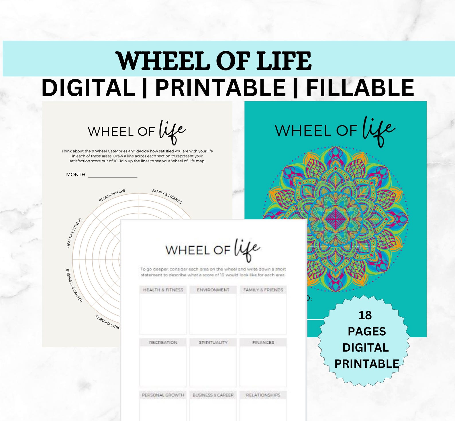 Wheel of Life. Wheel of Balance. 15 Pg Coaching Workbook, Life Circle ...