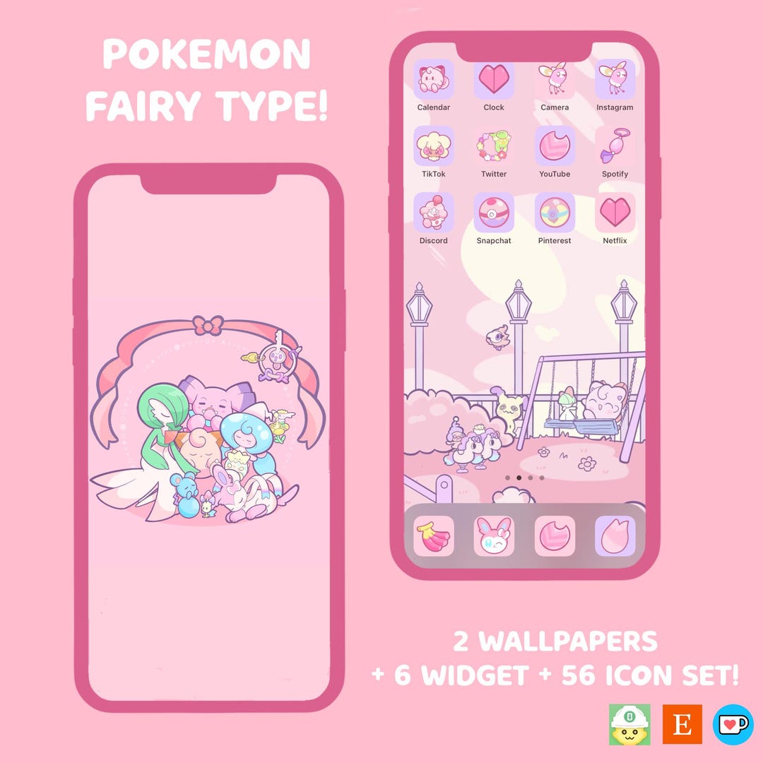 POKEMON - Fairy Type Wallpaper + Icon Set - Etsy