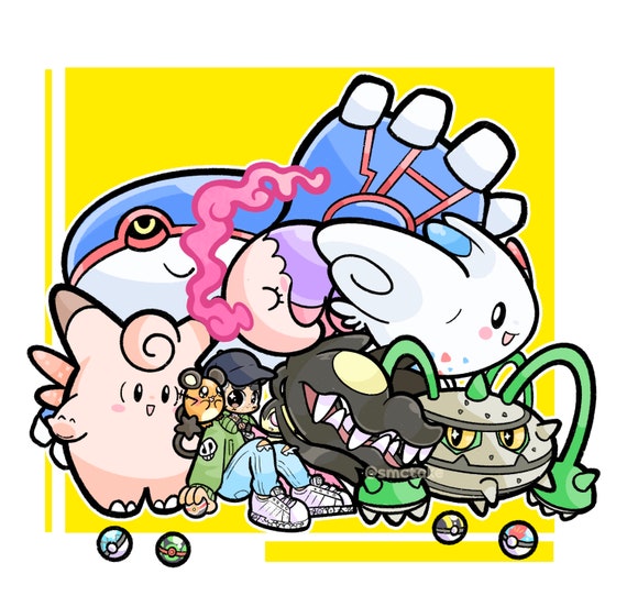 POKEMON TEAM PORTRAIT Custom Your Own Cartoon Pokémon Team - Etsy