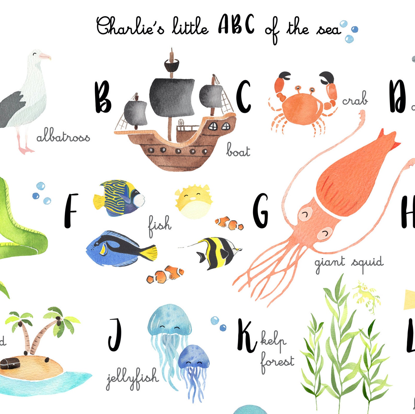 OCEAN Alphabet absea Alphabet Print ABC Sea - Etsy