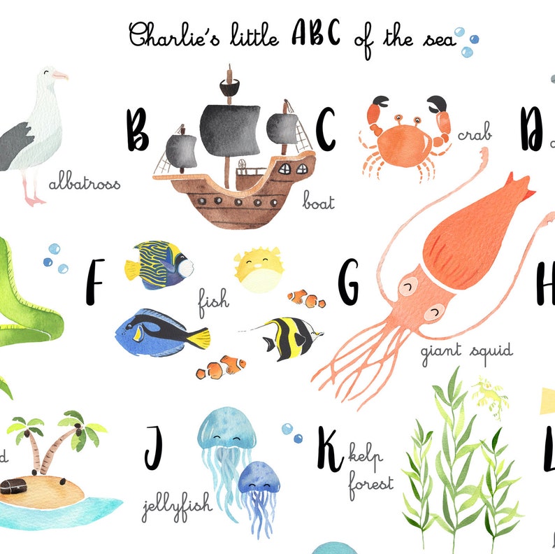 OCEAN Alphabet absea Alphabet Print ABC Sea - Etsy