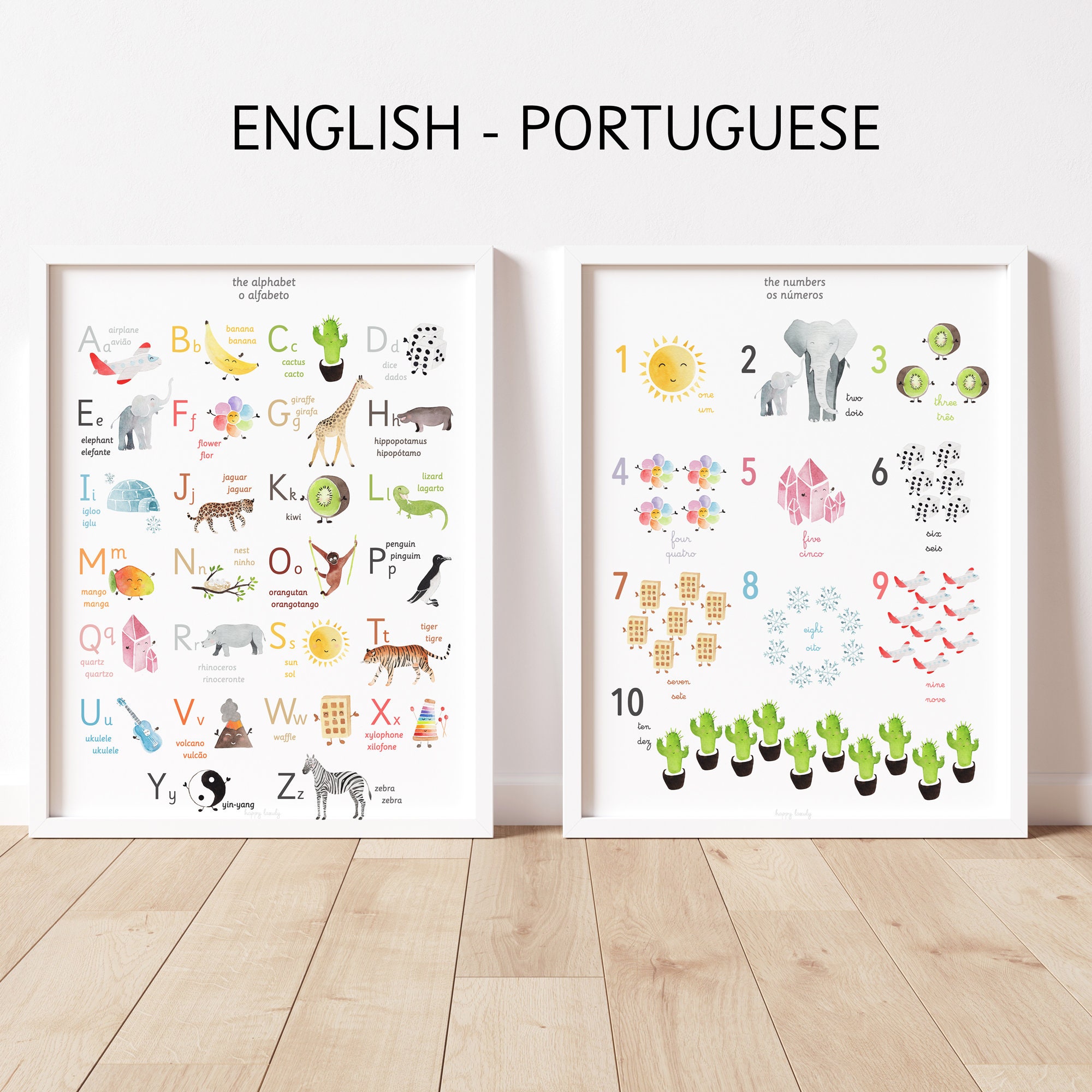 Educational Poster - Bilingual Alphabet and Numbers — Happy Lazuly