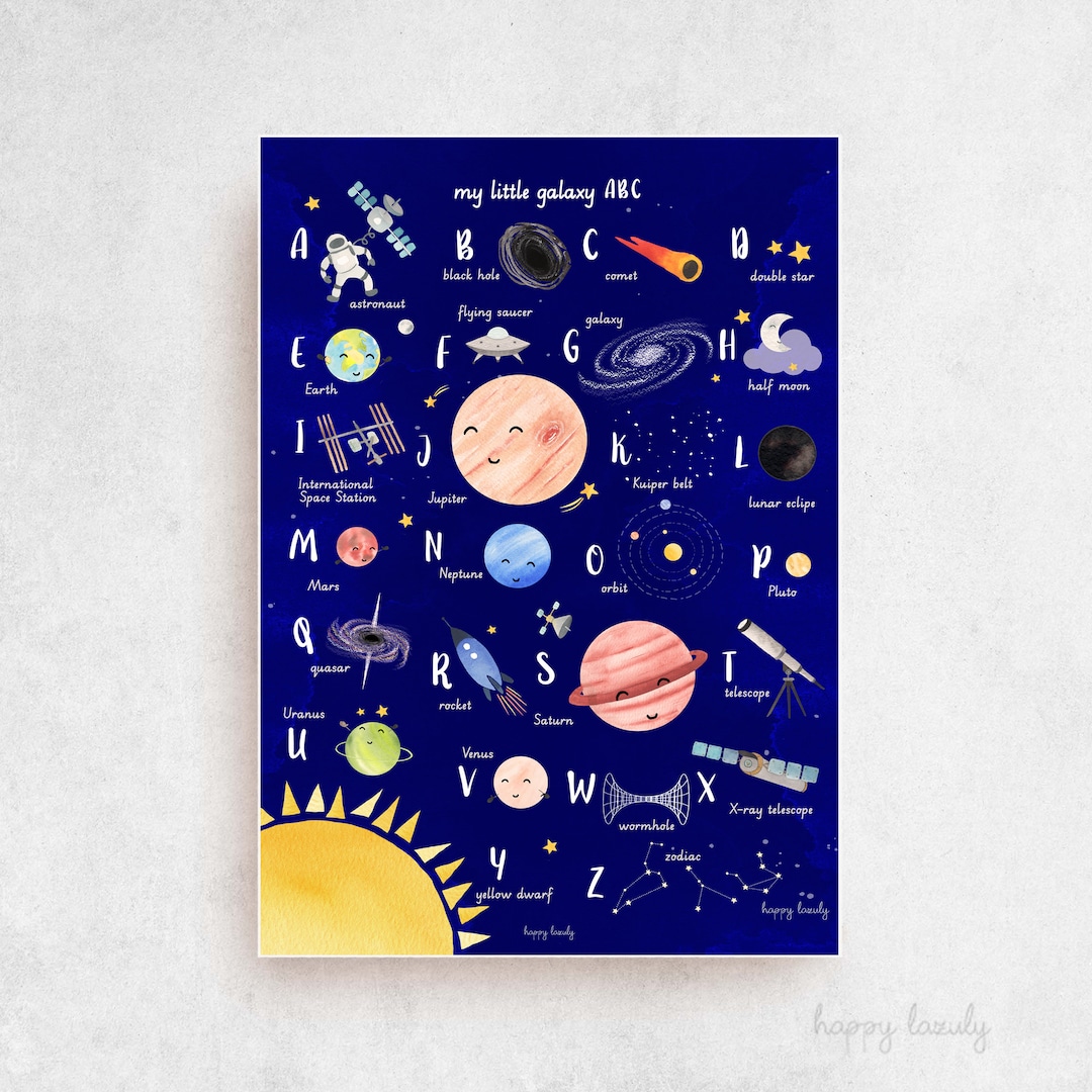 Space Alphabet Poster: Montessori Nursery Art Print - Etsy Canada
