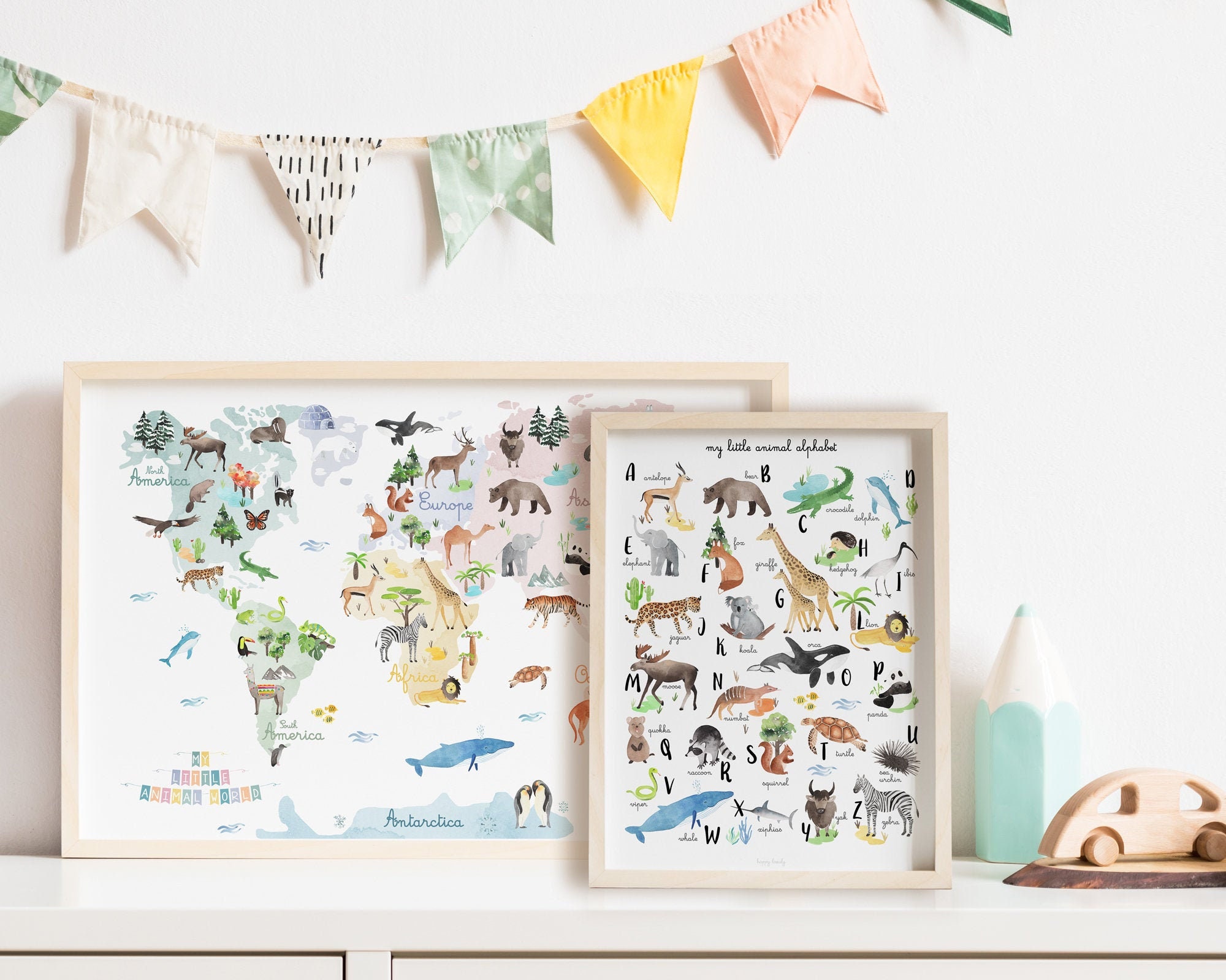 nursery art Alphabet Australian animal kids illustration SET OF 2 ...