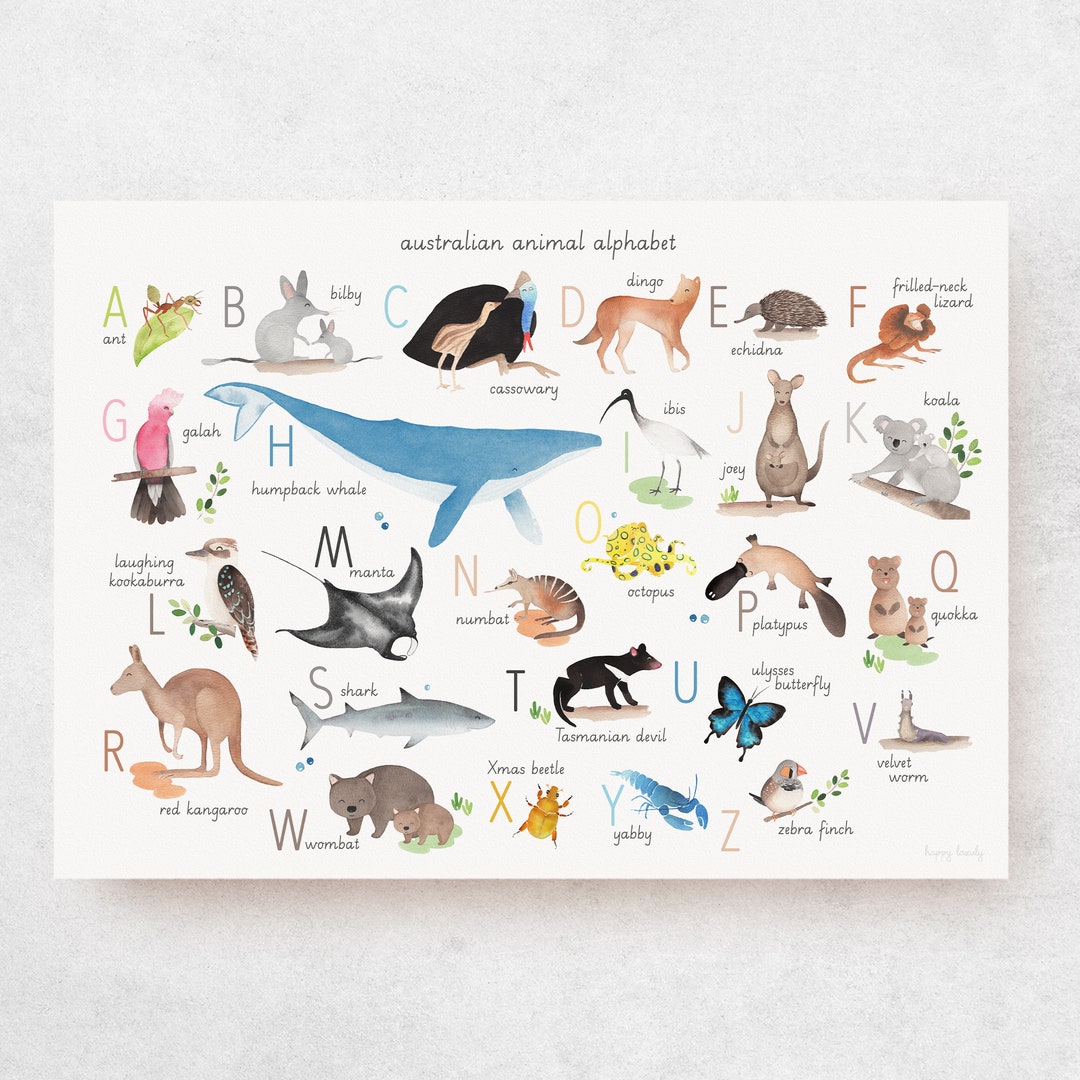 Australian Animal Alphabet Print: Watercolor Nursery Wall Art - Etsy ...